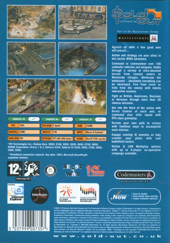 Soldiers: Heroes of World War II cover or packaging material - MobyGames