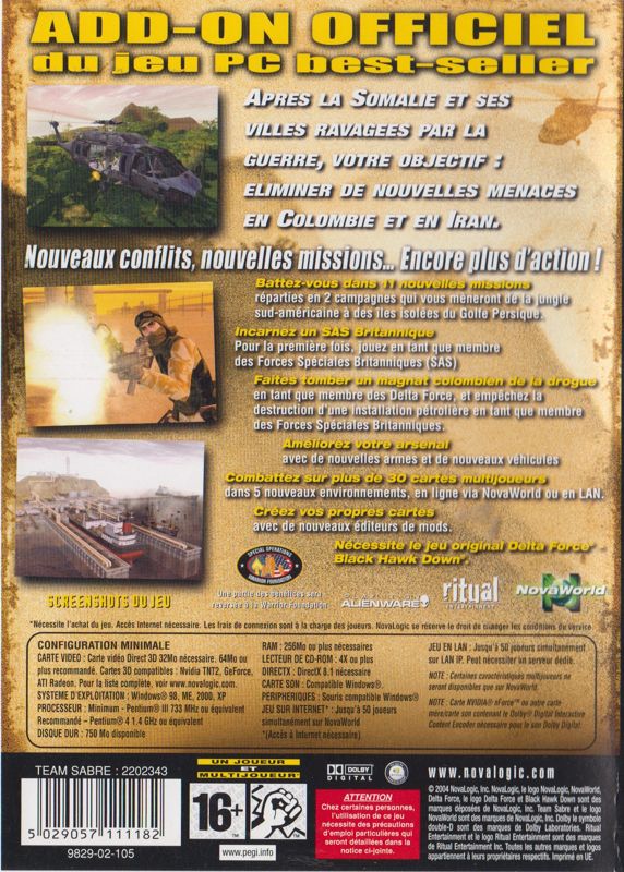 Delta Force: Black Hawk Down - Team Sabre cover or packaging material - MobyGames