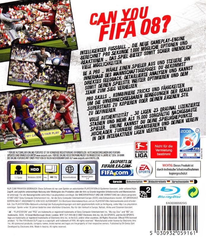 FIFA Soccer 08 cover or packaging material - MobyGames