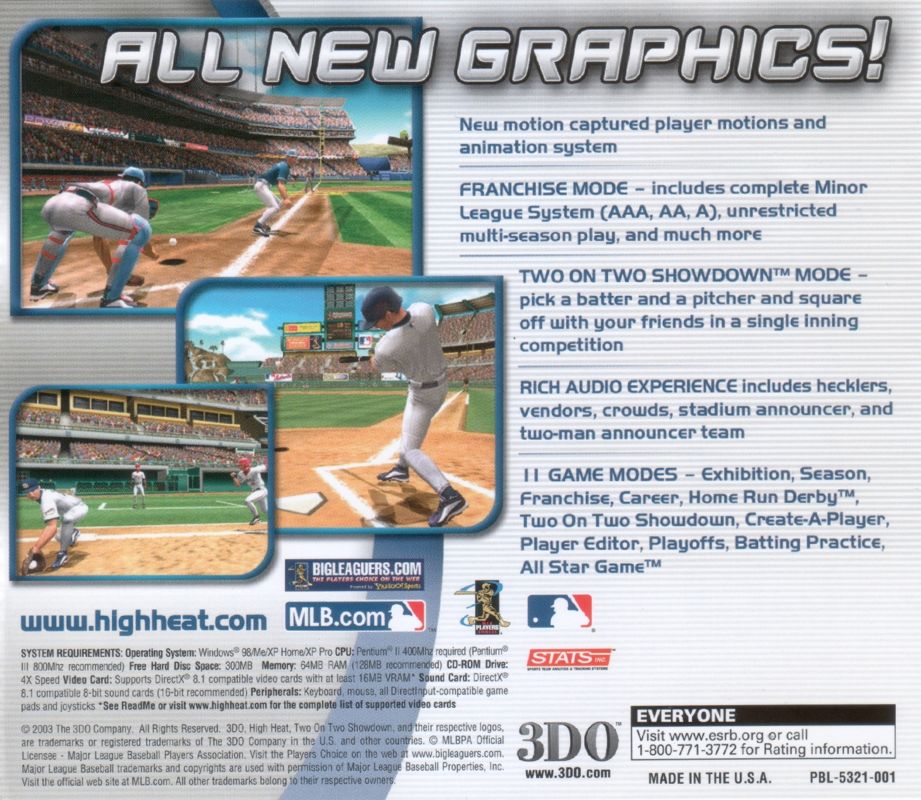 High Heat Major League Baseball 2004 cover or packaging material - MobyGames