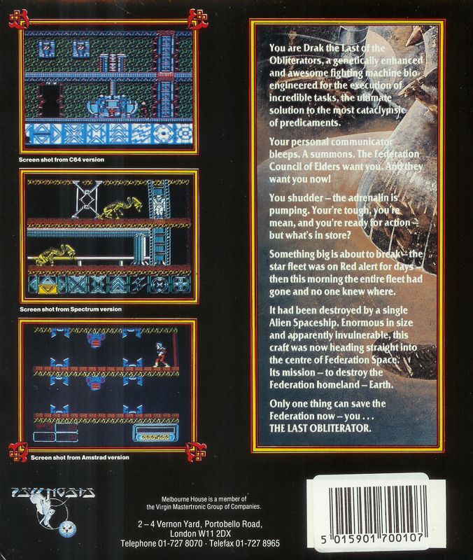 Obliterator cover or packaging material - MobyGames