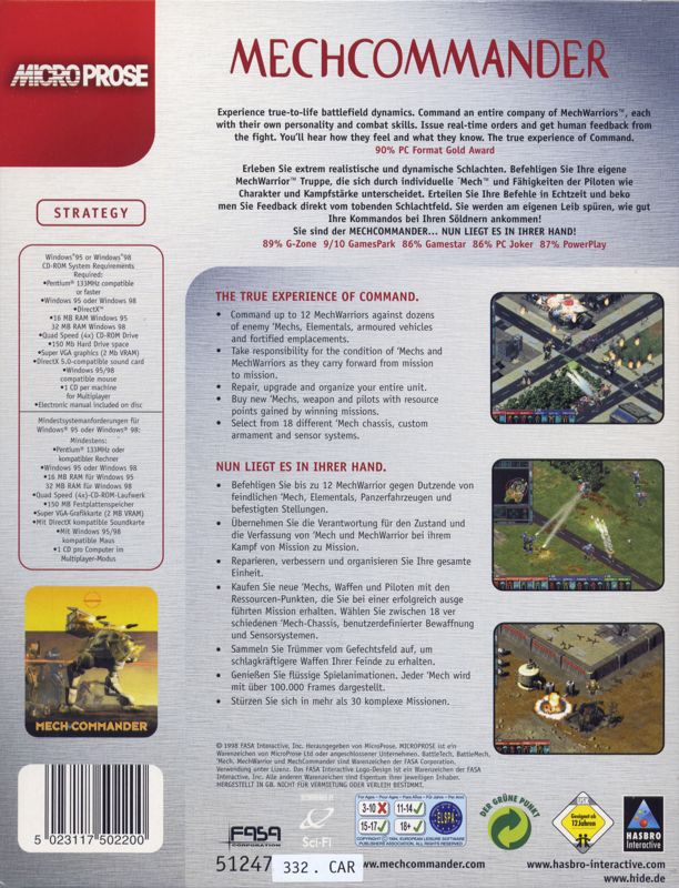 Mech Commander cover or packaging material - MobyGames