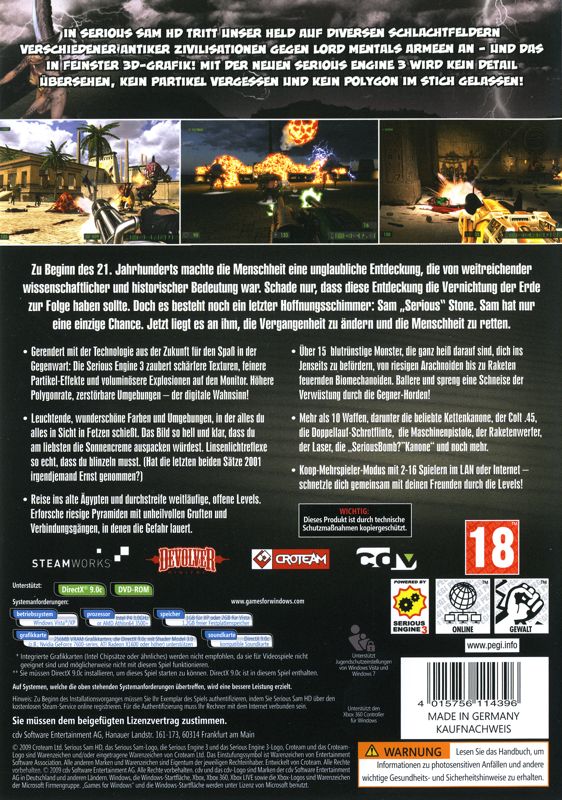 Serious Sam HD: The First Encounter cover or packaging material - MobyGames