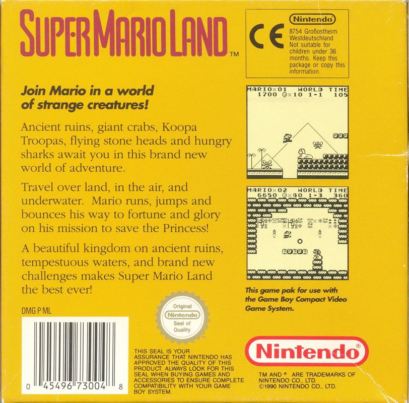 Super Mario Land cover or packaging material - MobyGames