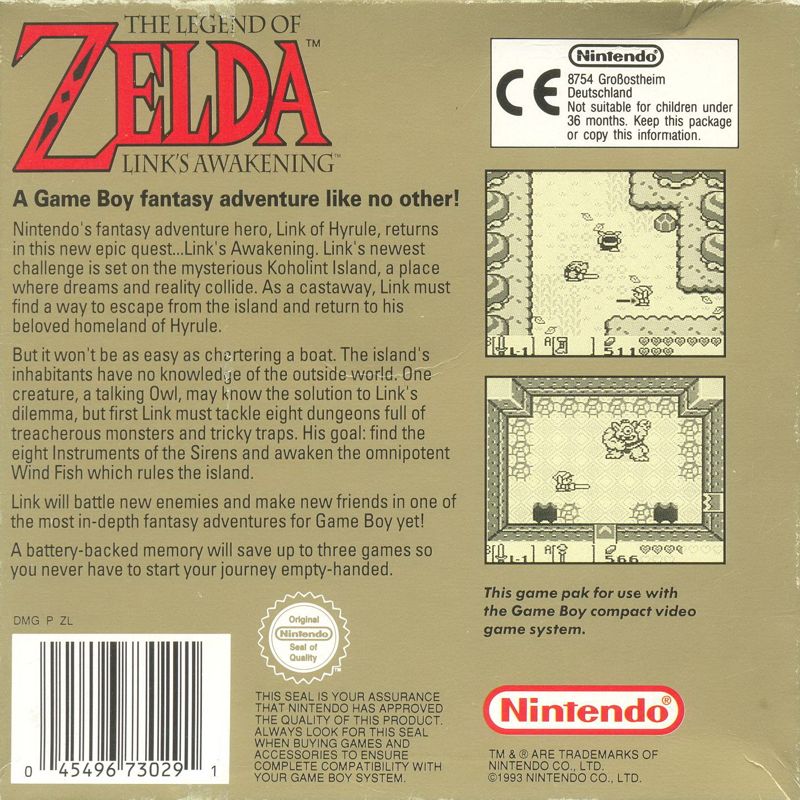 The Legend of Zelda: Link's Awakening cover or packaging material ...