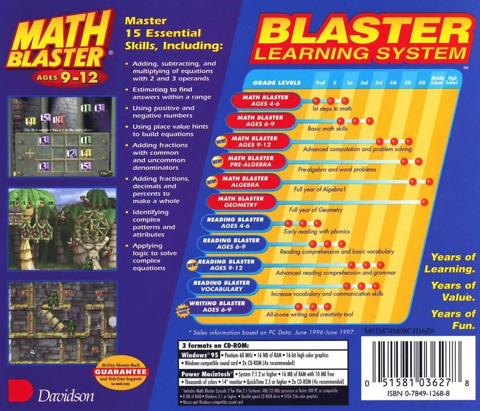 Math Blaster: Ages 9-12 cover or packaging material - MobyGames