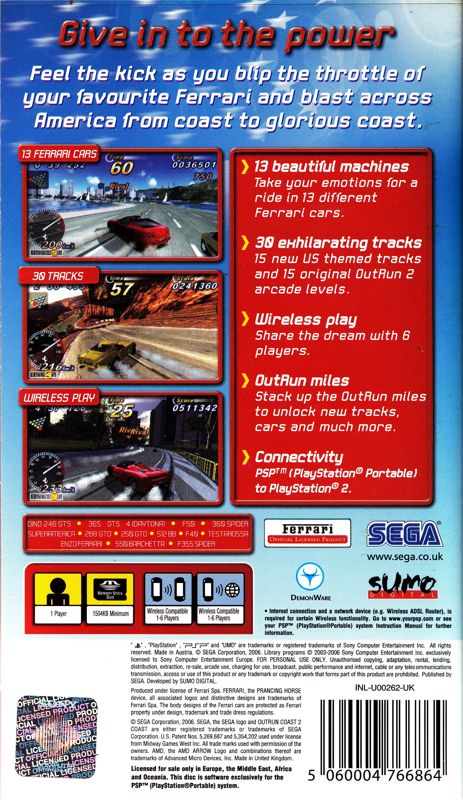 OutRun 2006: Coast 2 Coast cover or packaging material - MobyGames