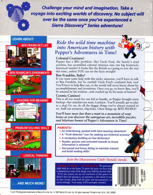Pepper's Adventures in Time cover or packaging material - MobyGames