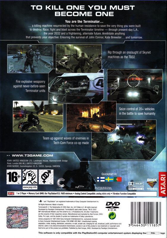 Terminator 3: The Redemption cover or packaging material - MobyGames