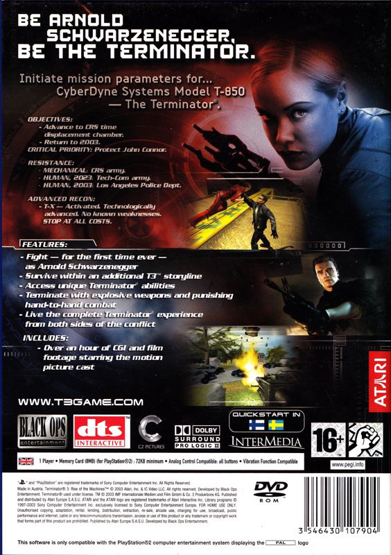 Terminator 3: Rise of the Machines cover or packaging material - MobyGames