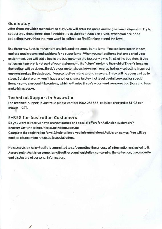 Shrek: Swamp Fun with Early Math cover or packaging material - MobyGames