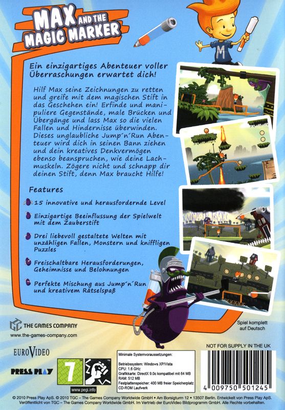 Max & the Magic Marker cover or packaging material - MobyGames