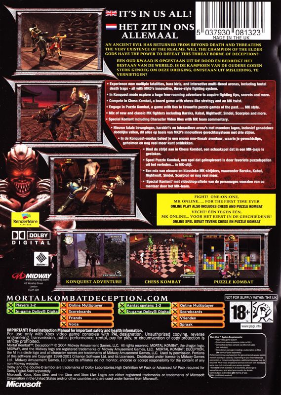 Mortal Kombat: Deception cover or packaging material - MobyGames