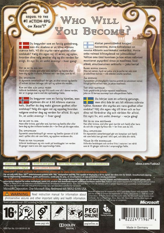 Fable II cover or packaging material - MobyGames