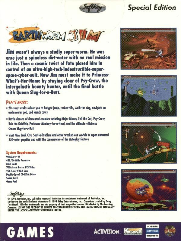 Earthworm Jim: Special Edition cover or packaging material - MobyGames
