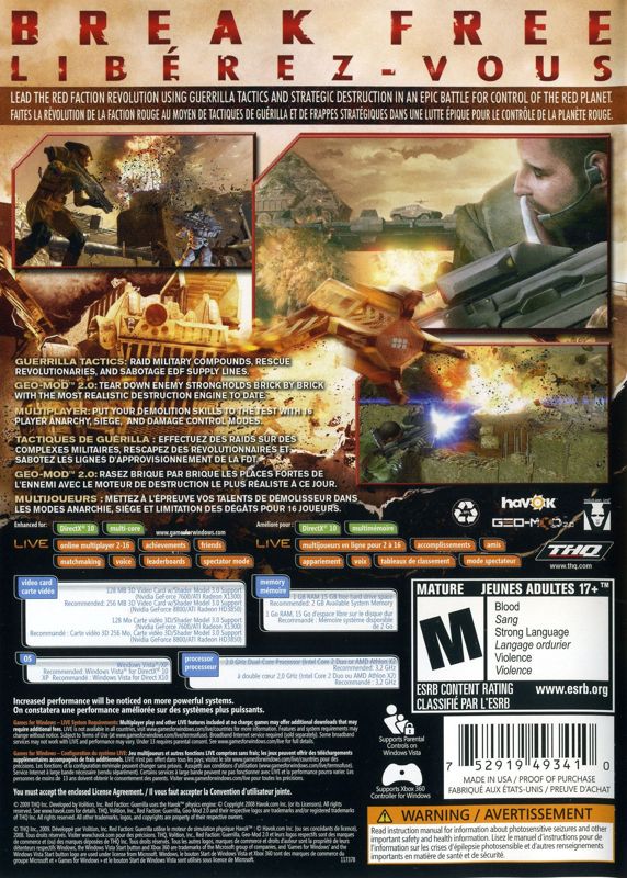 Red Faction: Guerrilla cover or packaging material - MobyGames
