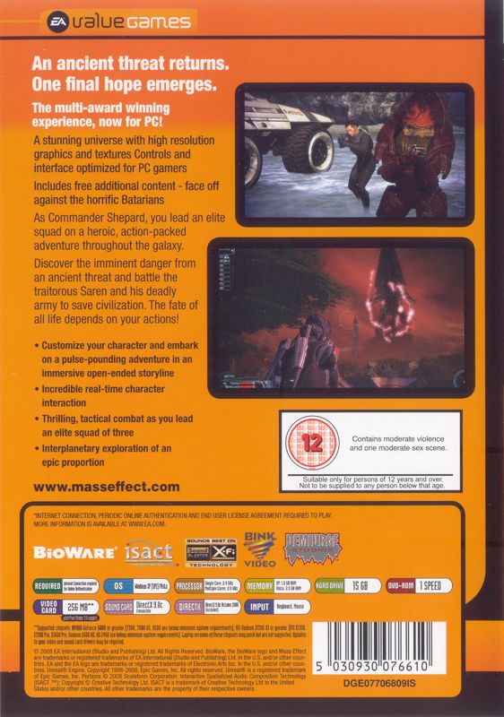 Mass Effect Cover Or Packaging Material Mobygames