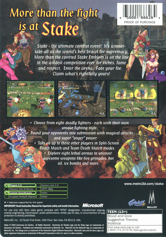 Stake: Fortune Fighters cover or packaging material - MobyGames