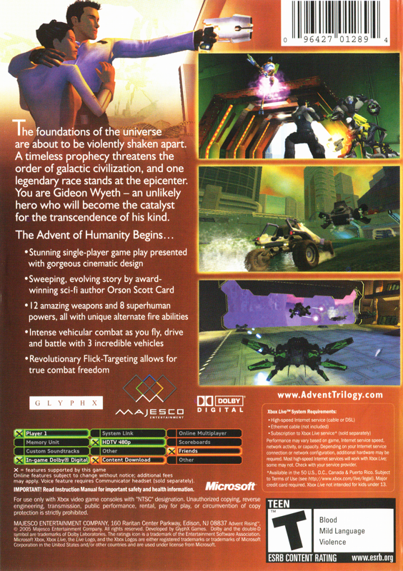 Advent Rising cover or packaging material - MobyGames