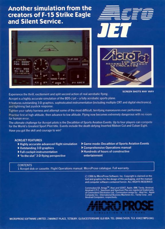 Acrojet cover or packaging material - MobyGames