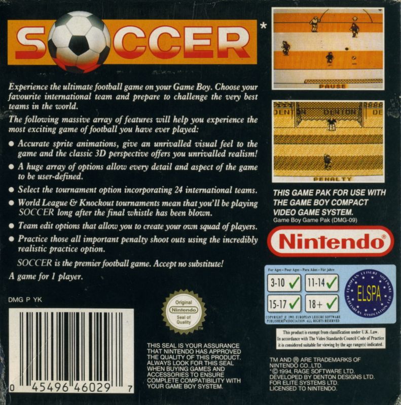 Elite Soccer cover or packaging material - MobyGames