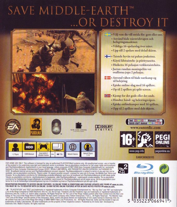 The Lord of the Rings: Conquest cover or packaging material - MobyGames