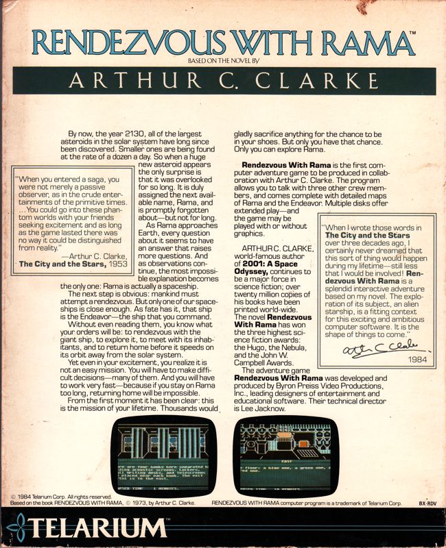 Rendezvous with Rama cover or packaging material - MobyGames