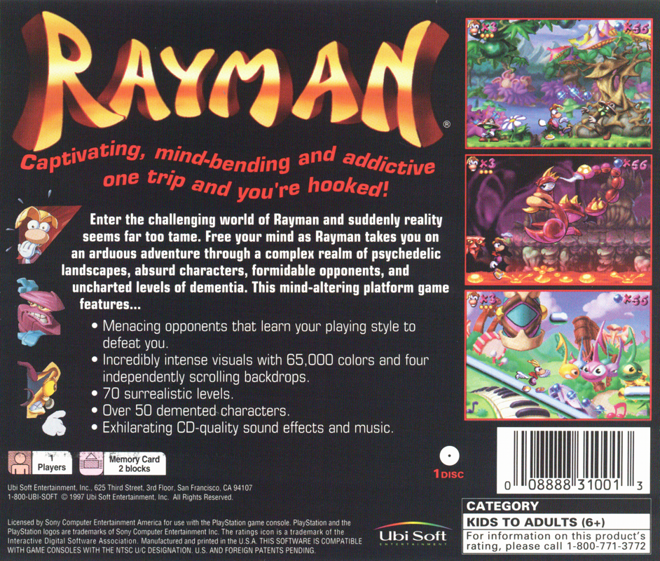 Rayman cover or packaging material - MobyGames