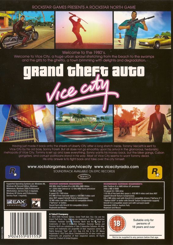 Grand Theft Auto: Vice City cover or packaging material - MobyGames