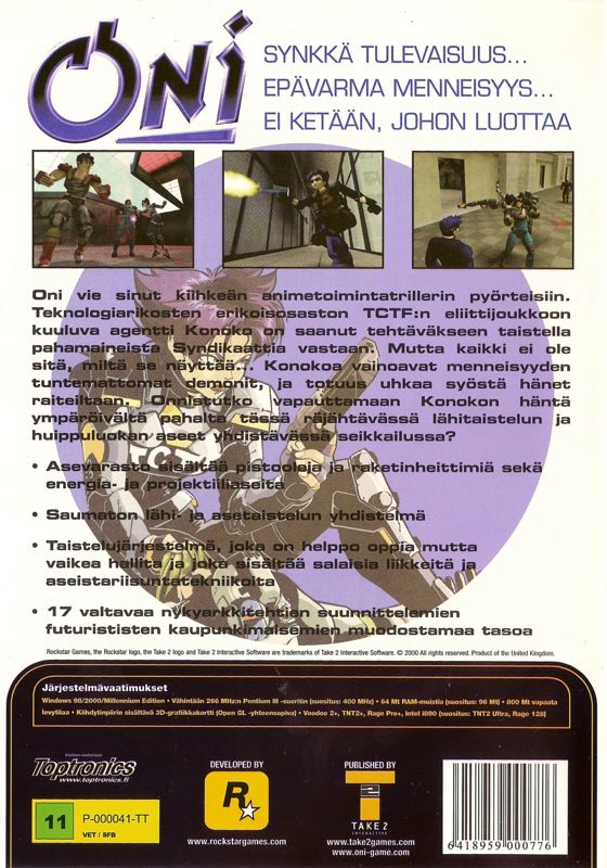 Oni cover or packaging material - MobyGames