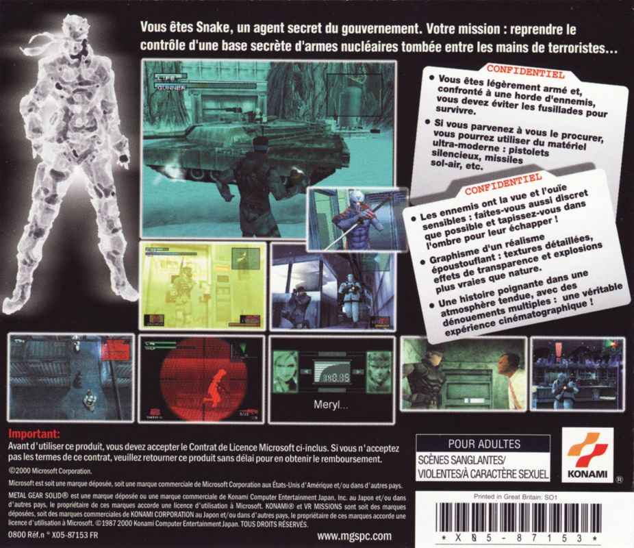 Metal Gear Solid cover or packaging material - MobyGames