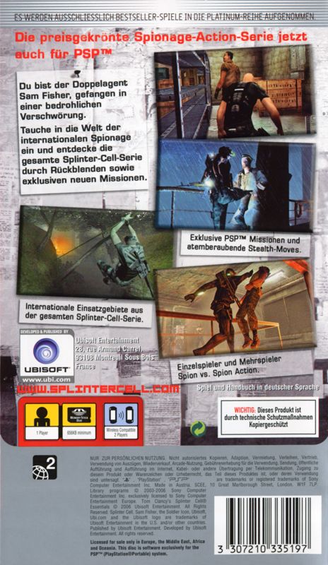 Tom Clancy's Splinter Cell: Essentials cover or packaging material ...