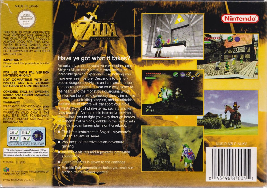 The Legend of Zelda: Ocarina of Time cover or packaging material ...