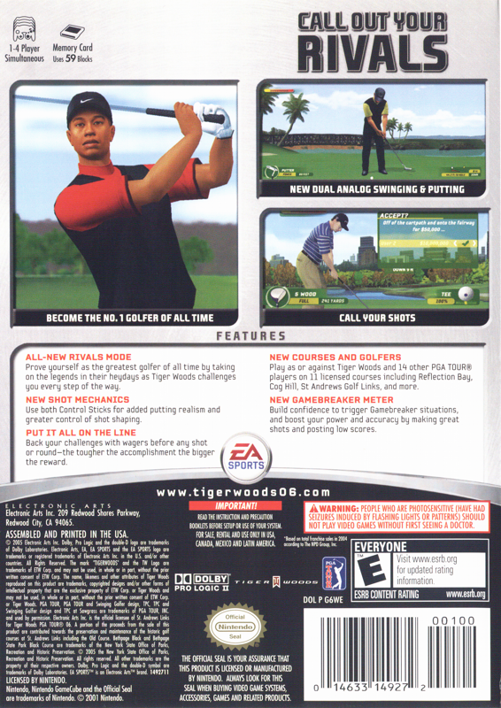 Tiger Woods PGA Tour 06 cover or packaging material - MobyGames