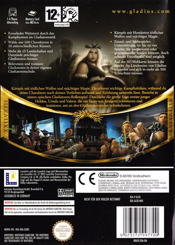 Gladius cover or packaging material - MobyGames