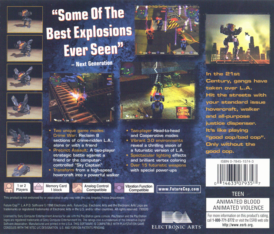 Future Cop: L.A.P.D. cover or packaging material - MobyGames