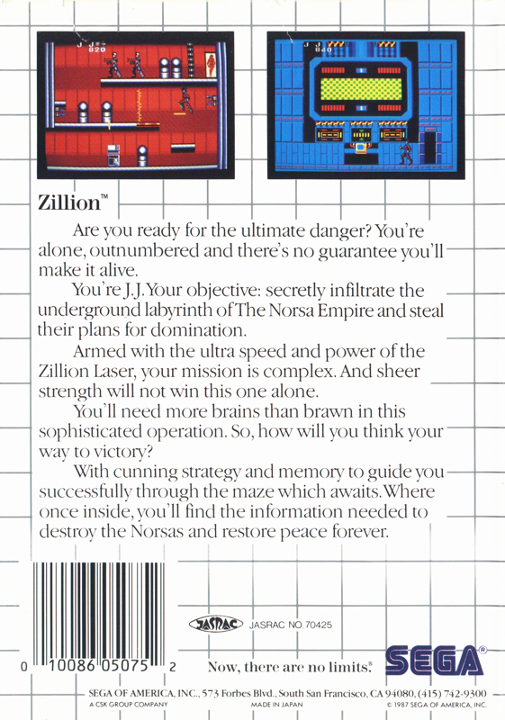 Zillion cover or packaging material - MobyGames