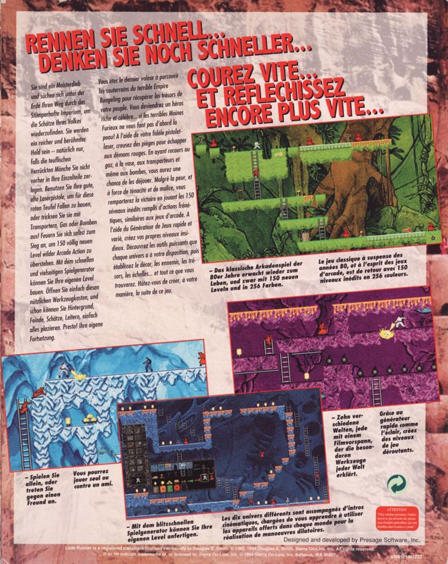 Lode Runner: The Legend Returns cover or packaging material - MobyGames