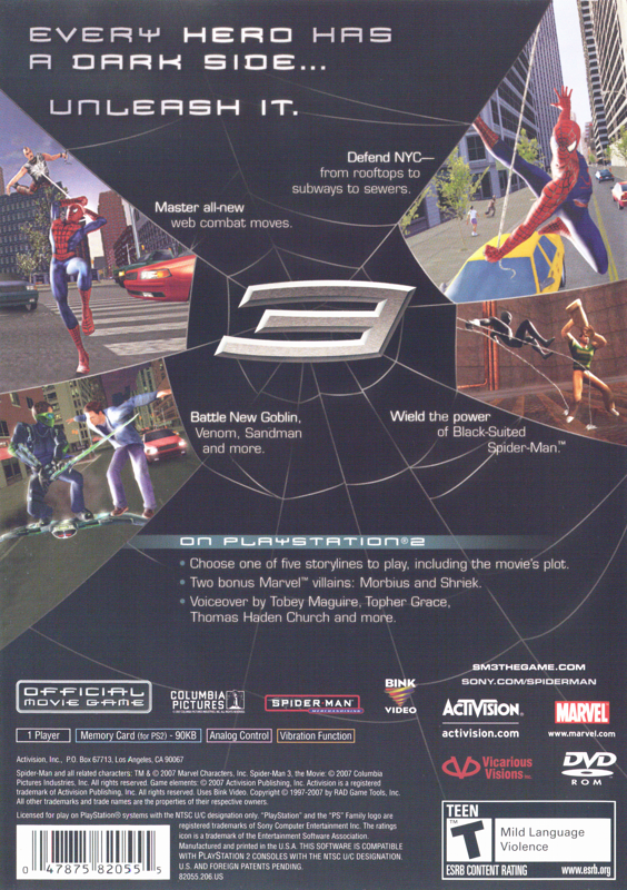 Spider-Man 3 cover or packaging material - MobyGames