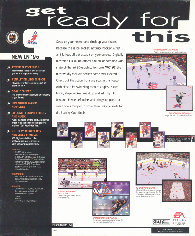 NHL 96 cover or packaging material - MobyGames