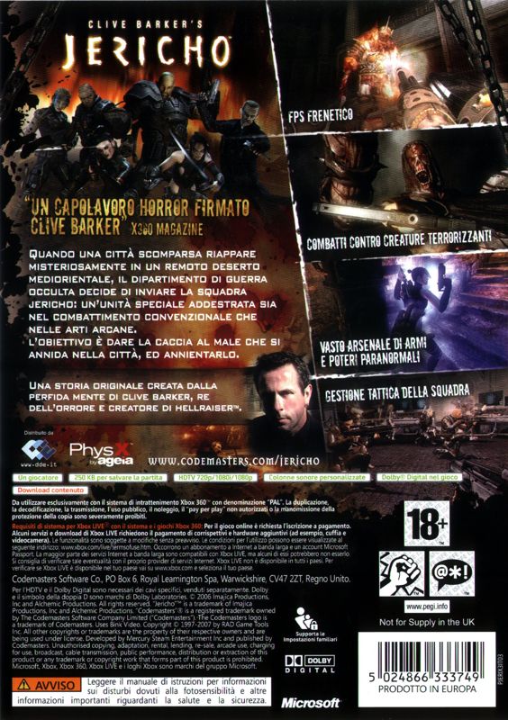 Clive Barker's Jericho cover or packaging material - MobyGames