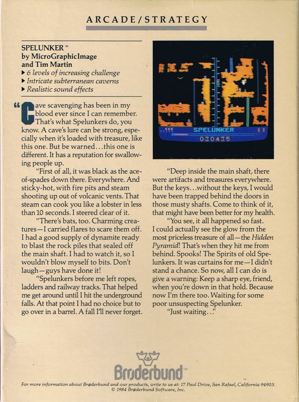 Spelunker cover or packaging material - MobyGames