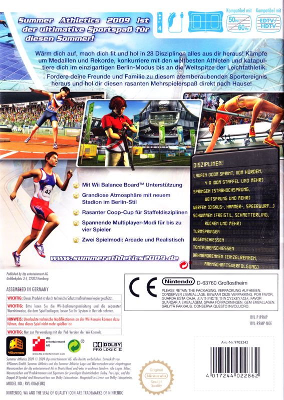 Summer Athletics 2009 cover or packaging material - MobyGames