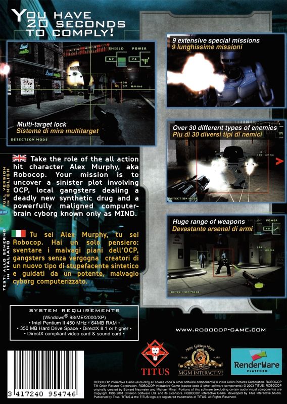 RoboCop cover or packaging material - MobyGames