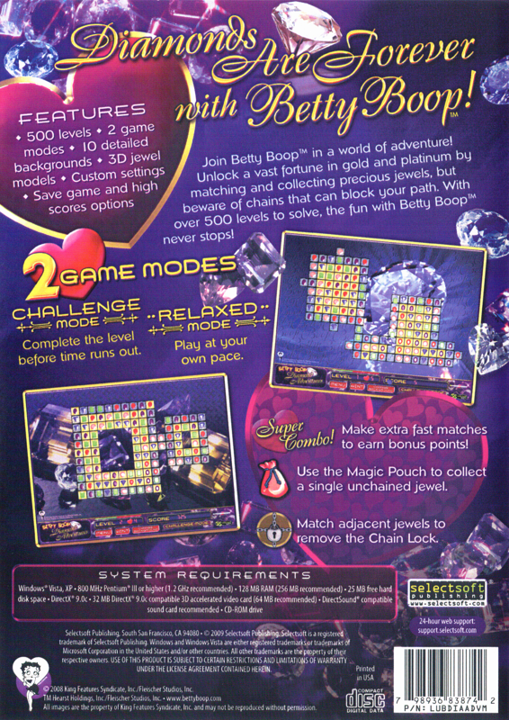 Betty Boop: Diamond Adventures cover or packaging material - MobyGames
