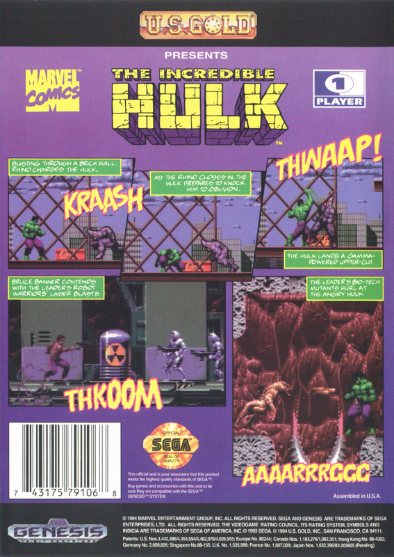The Incredible Hulk cover or packaging material - MobyGames