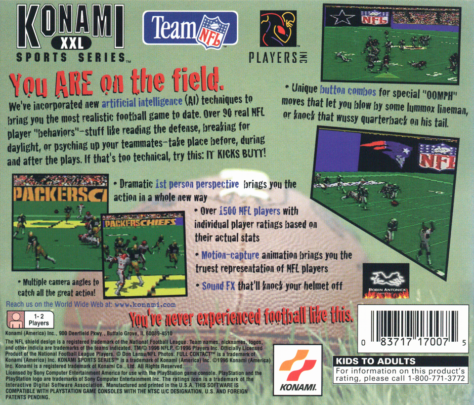 NFL Full Contact cover or packaging material - MobyGames