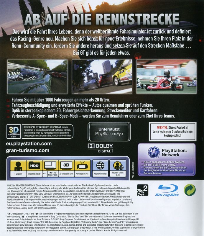 Gran Turismo 5 cover or packaging material - MobyGames