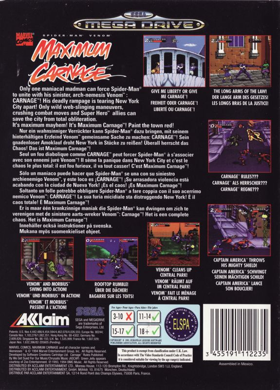Spider-Man / Venom: Maximum Carnage cover or packaging material - MobyGames