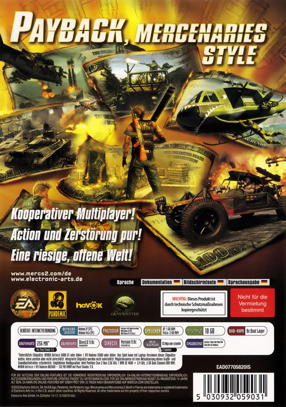 Mercenaries 2: World in Flames cover or packaging material - MobyGames